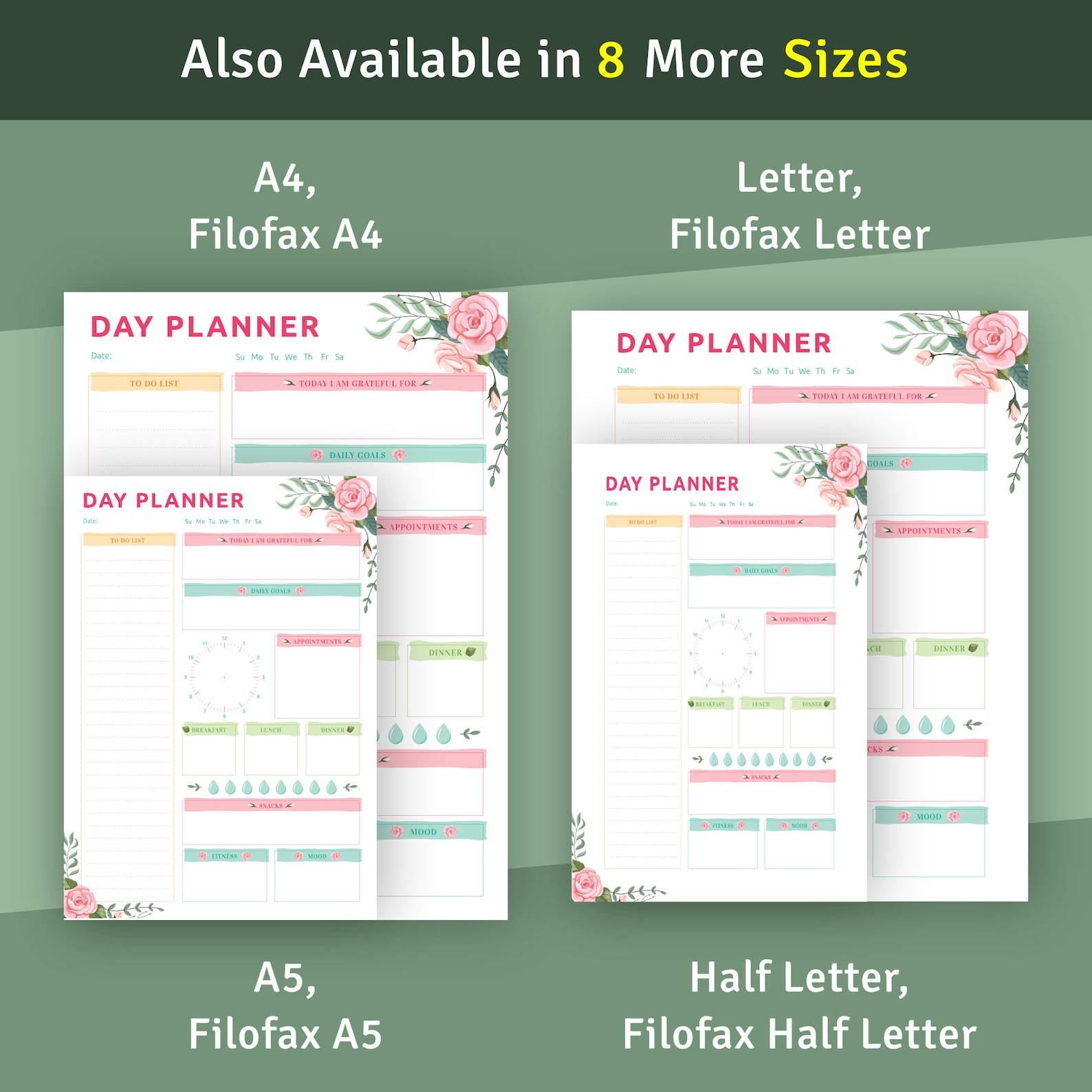 Daily Happy Planner Template, Printable Inserts (classic, Big, Mini ...