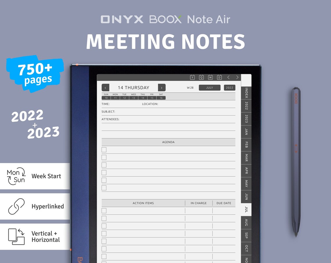 BOOX Note Air Meeting Notes Digital Meeting Book Template | Etsy