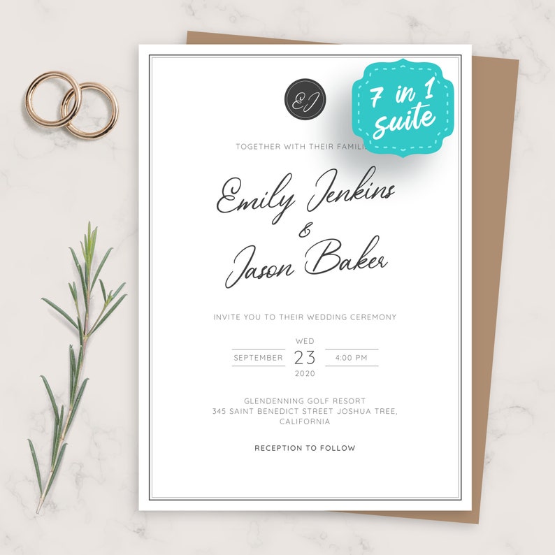 Wedding Invite Simple Elegant Wedding Invitation Suite - Etsy
