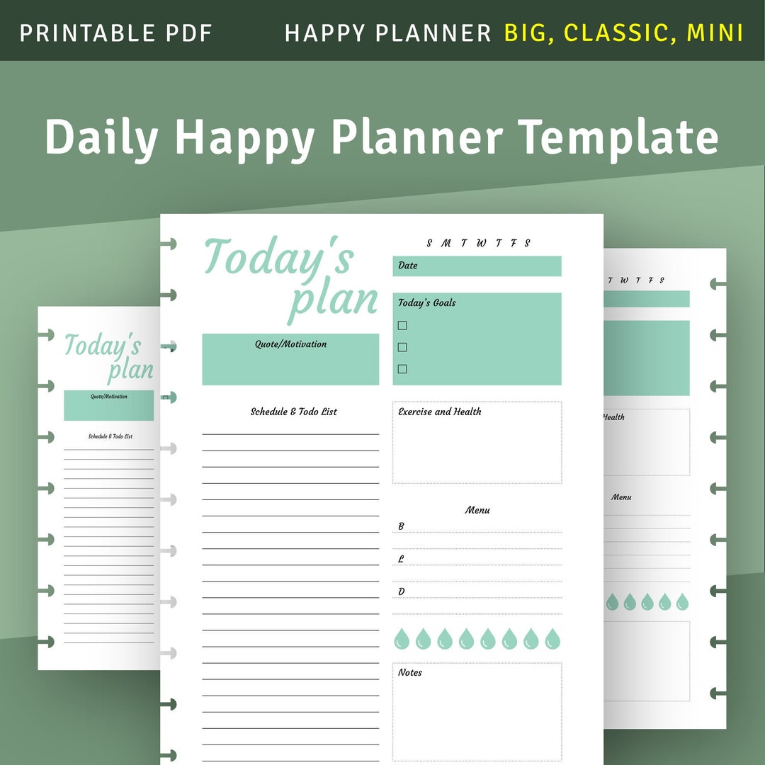 Daily Happy Planner Template, Classic, Big, Mini (printable PDF) - Etsy