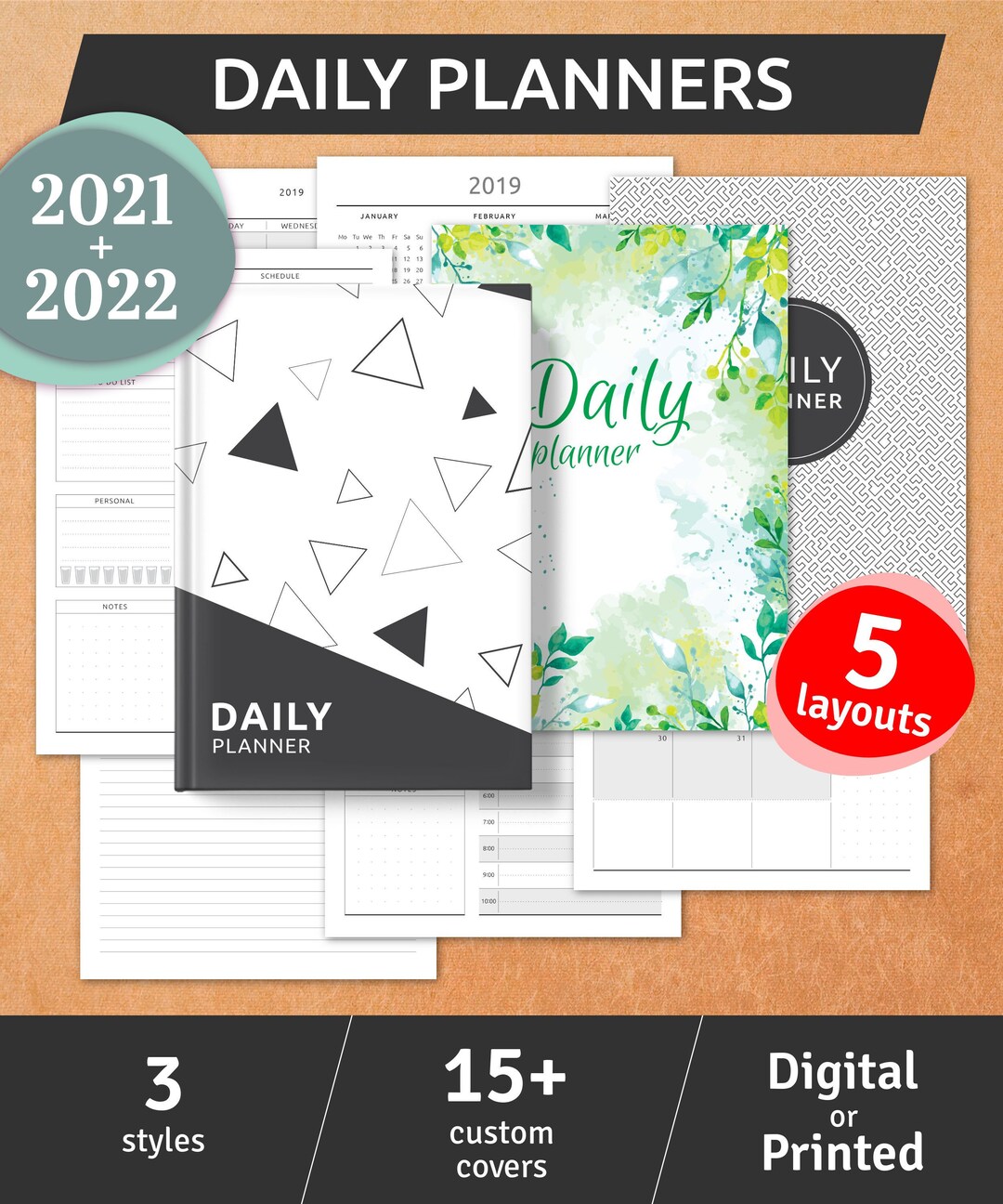 2024 Dated Daily Planner, Custom Hardcover Sewn Bound Planner ...