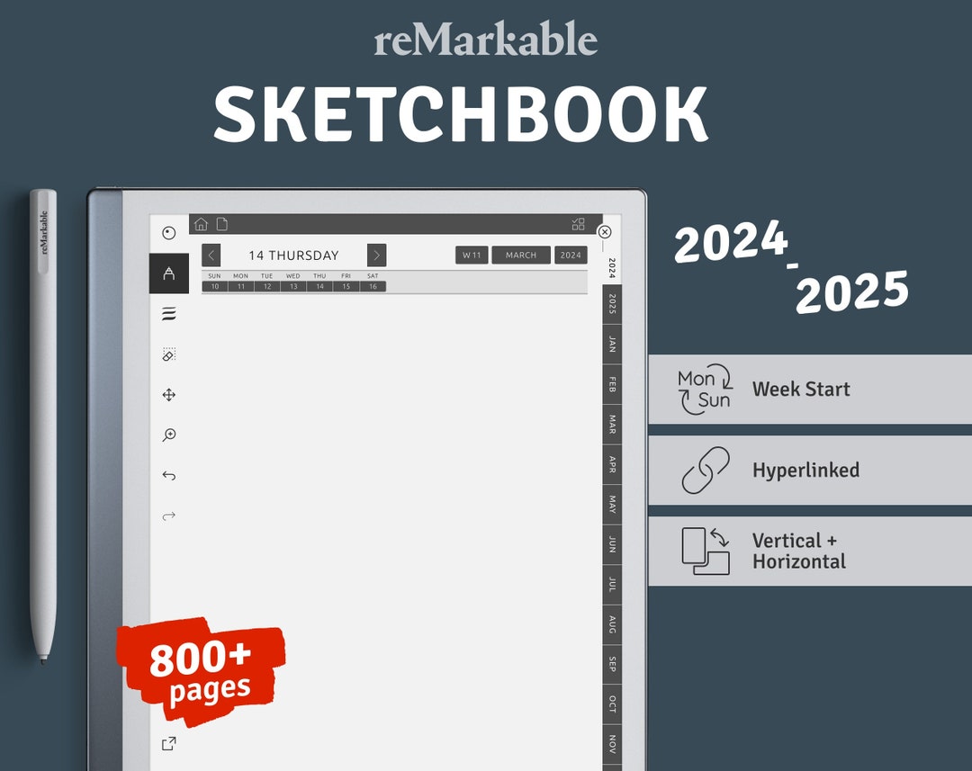 Remarkable Sketchbook, Hyperlinked Daily Notes Template PDF, Dated ...
