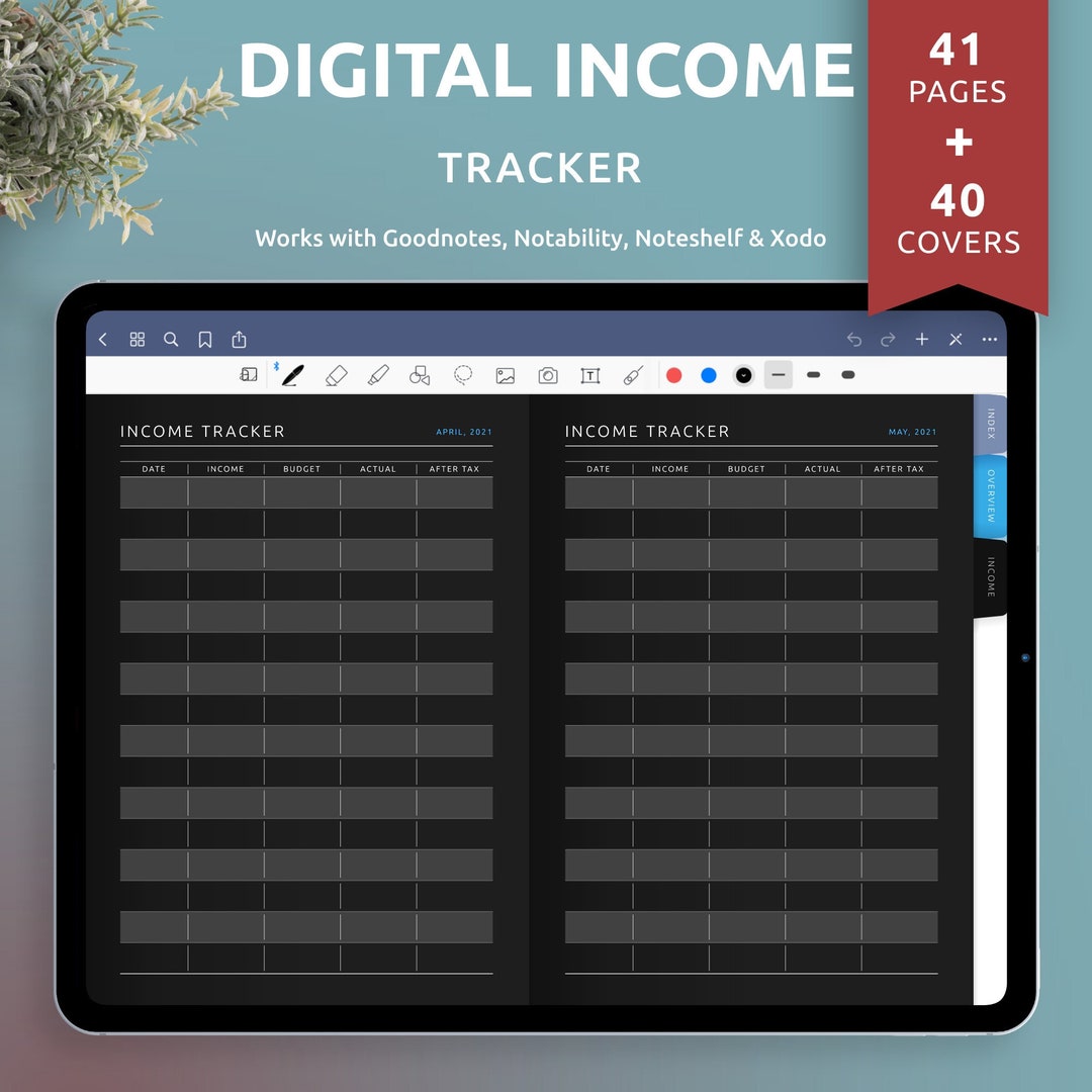 Digital Income Tracker for Goodnotes and Notability, Personal Finance ...