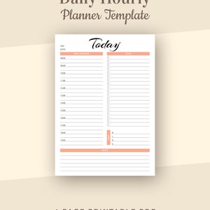 Daily Hourly Planner Printable, Undated Agenda Template (PDF) - Etsy