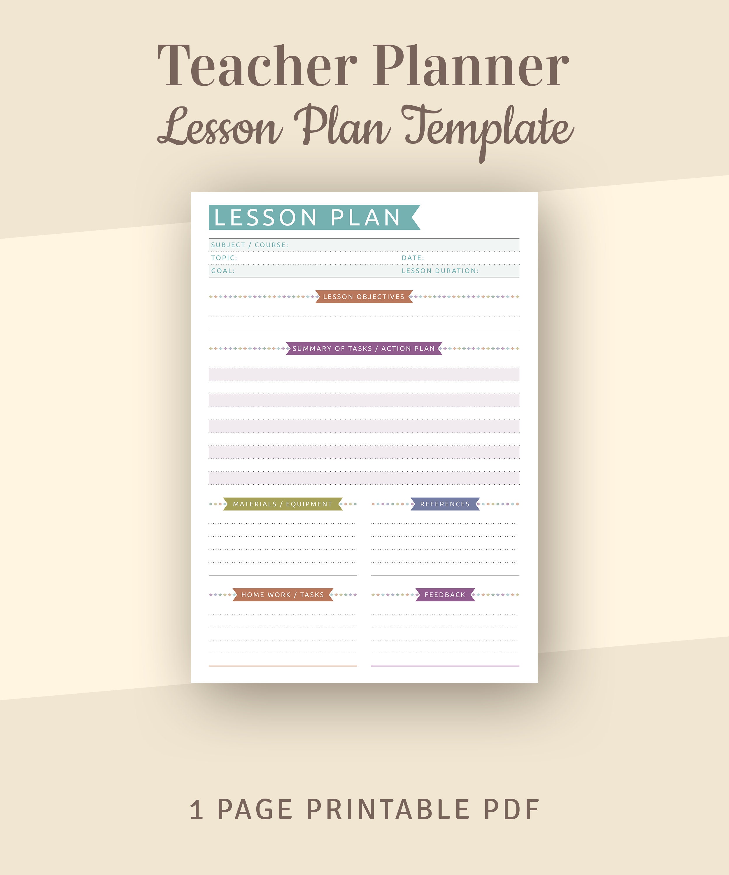 Teacher Lesson Plan Template Printable Lesson Planner Lesson - Etsy Canada