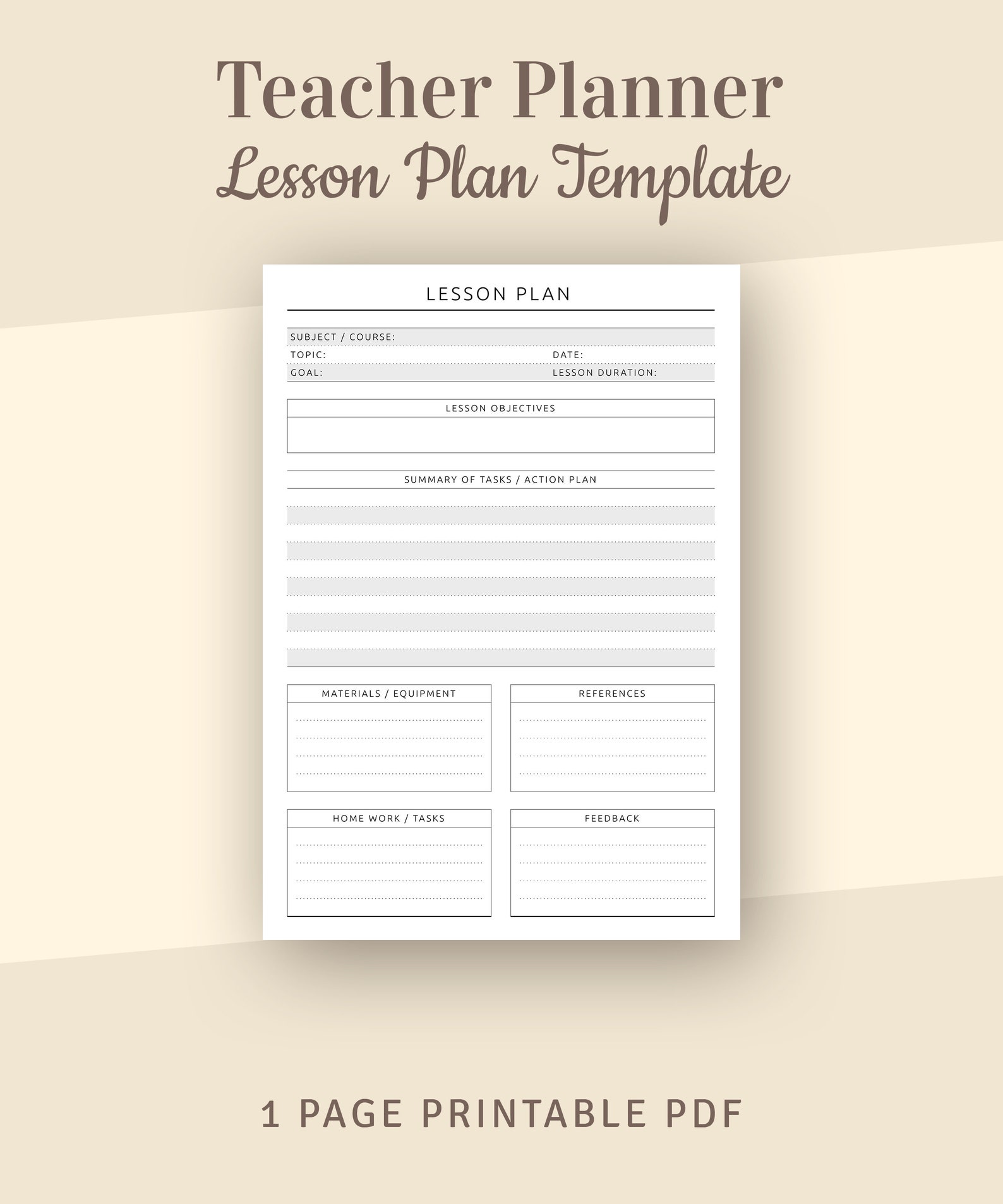 Teacher Lesson Plan Template Printable Lesson Planner Lesson - Etsy Canada