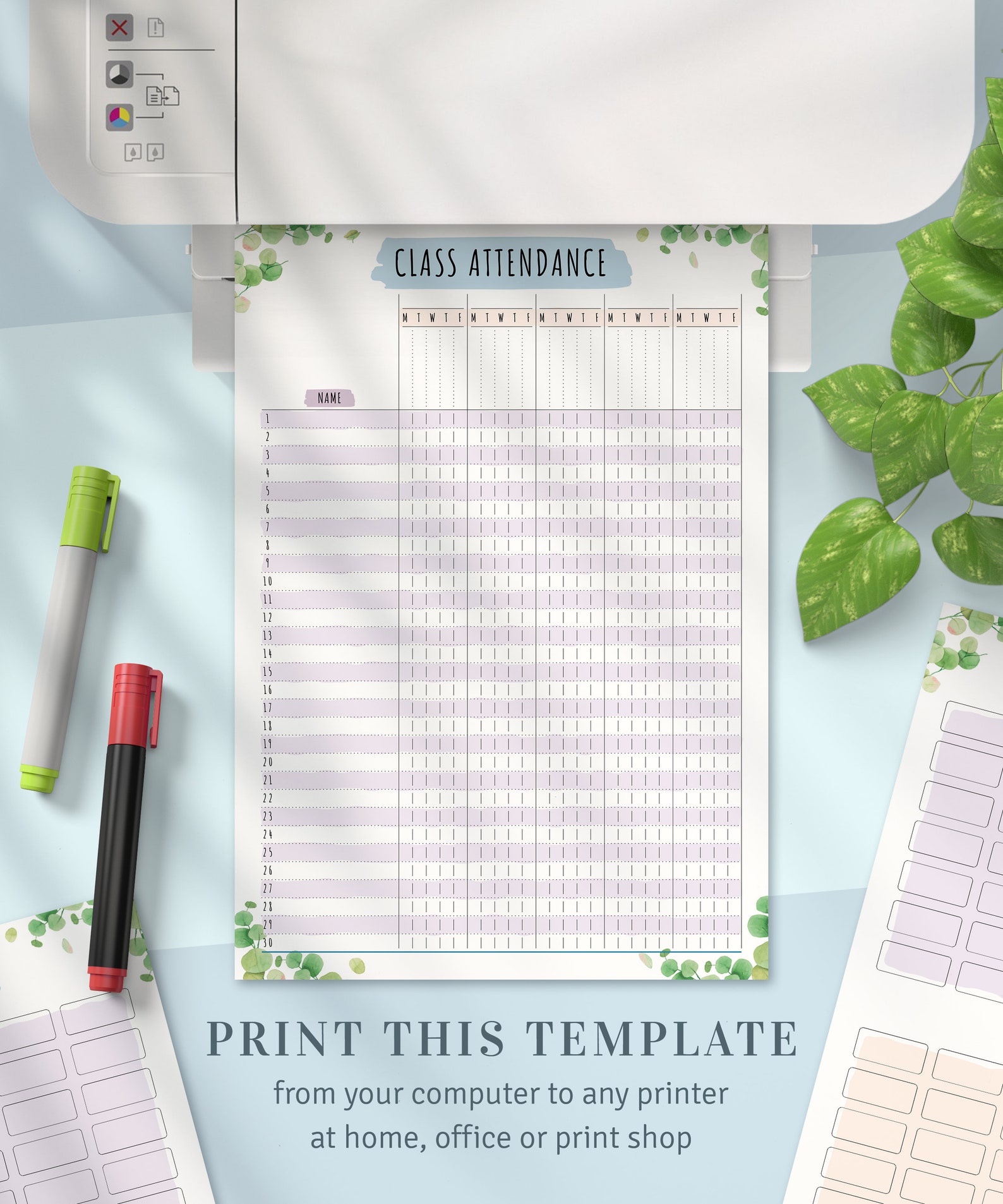 Student Attendance Sheet & Seating Chart Template, Teacher Organizer ...