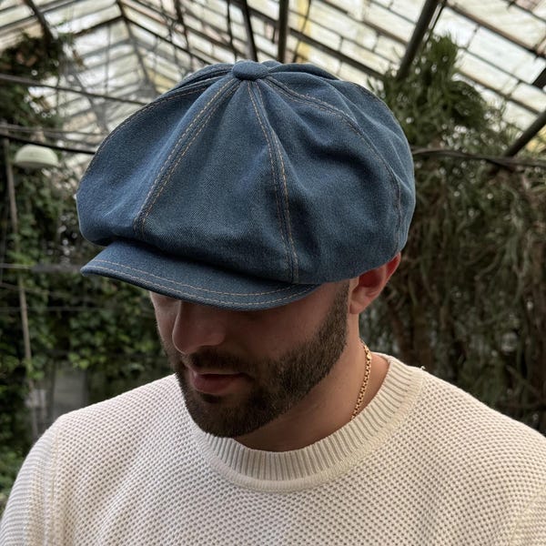 Blue Newsboy Cap - Etsy