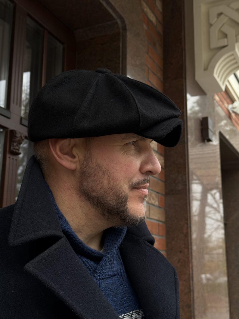 Black Oversized Newsboy Cap,big Volume Gavroche Hat,black Newsboy Cap ...
