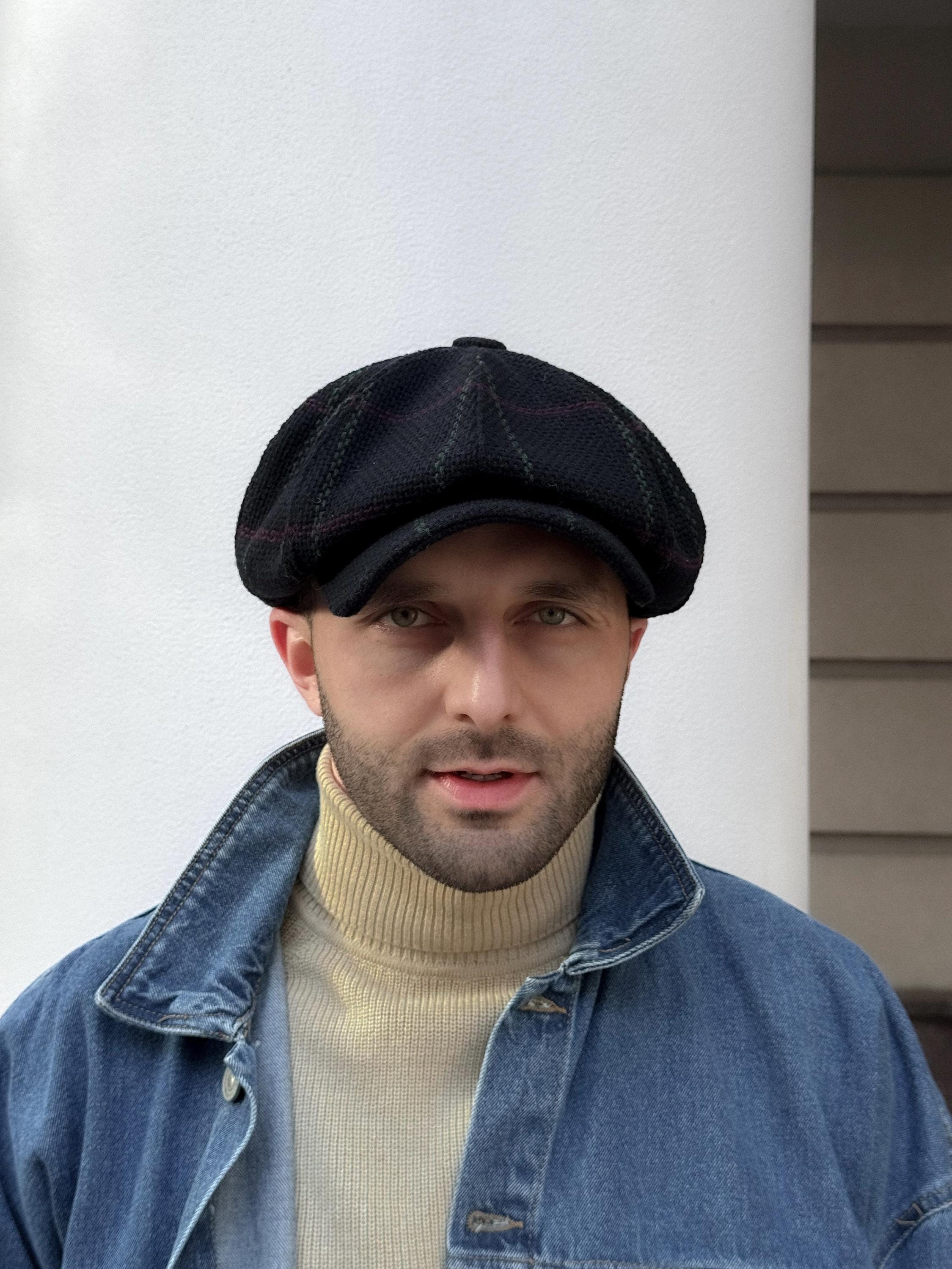 Dark Blue Newsboy Cap,wool 8-panels Cap Man,wool Old-fashioned Hat,wool ...