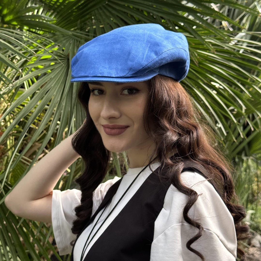 Blue Cotton Flat Cap,summer Hat for Women,casquette Plate,cotton Flat ...