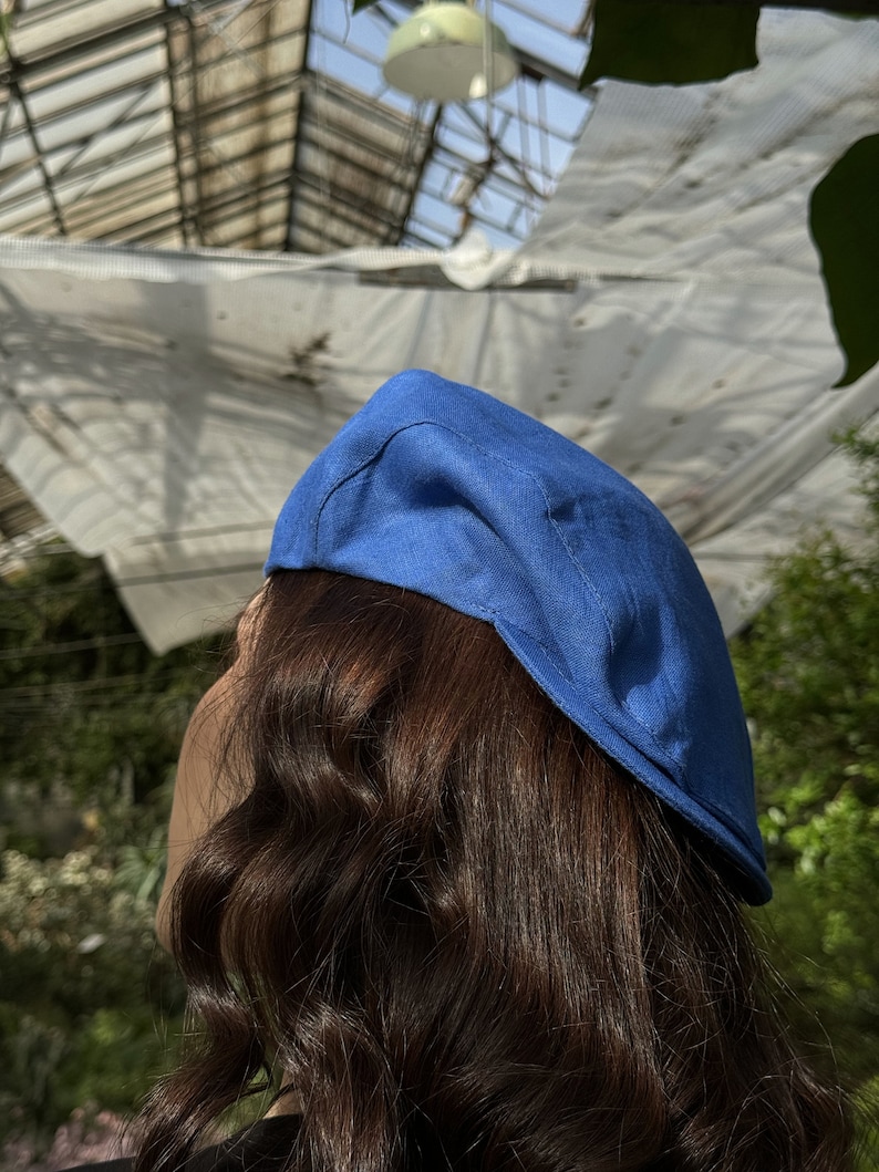 Blue Summer Cotton Flat Cap,cotton Newsboy Cap,blue Flat Cap,handmade ...