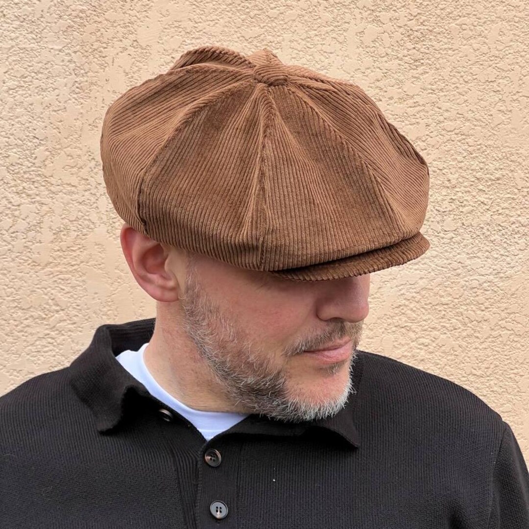 Oversized Brown Cap,velveteen Gavroche Hat Men,mod Brown Newsboy Cap ...