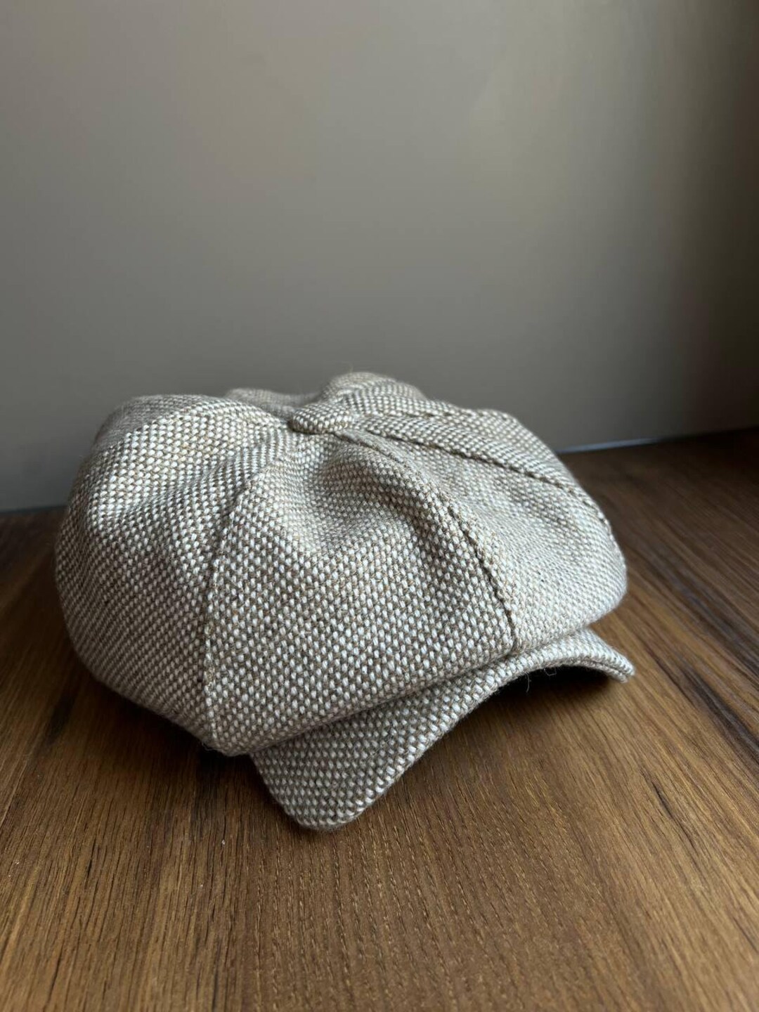 Beige-white Tweed Applejack Cap,trendy 8-panels Hat for Men,beige-white ...