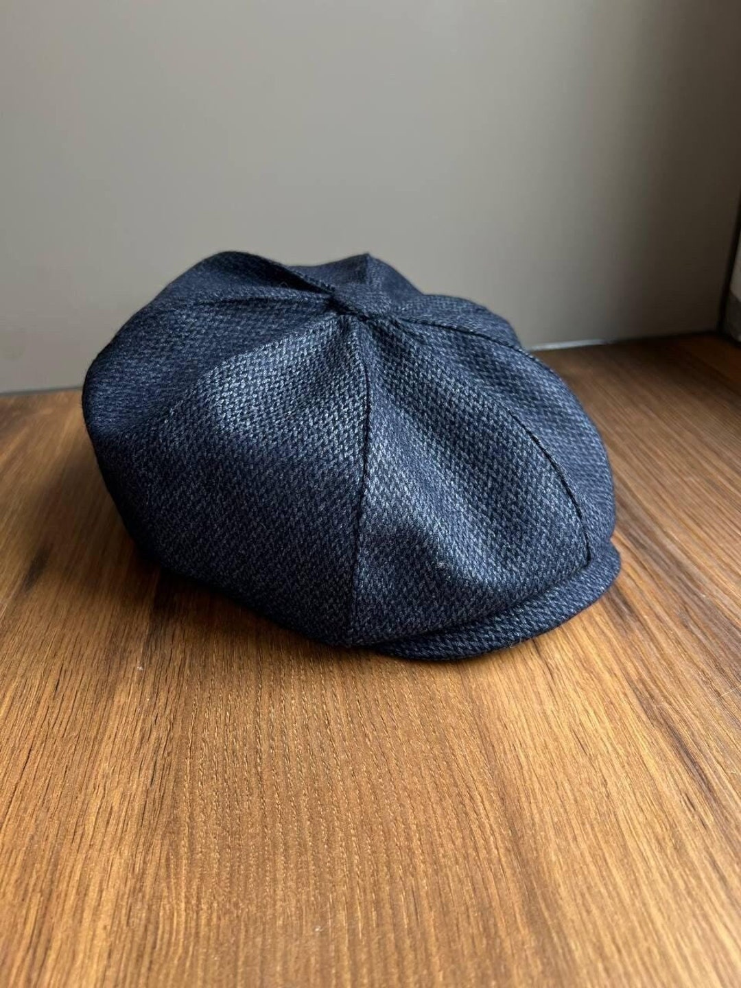 Blue Herringbone Wool Cap,blue Wool Applejack Hat,mod Spring Men's ...