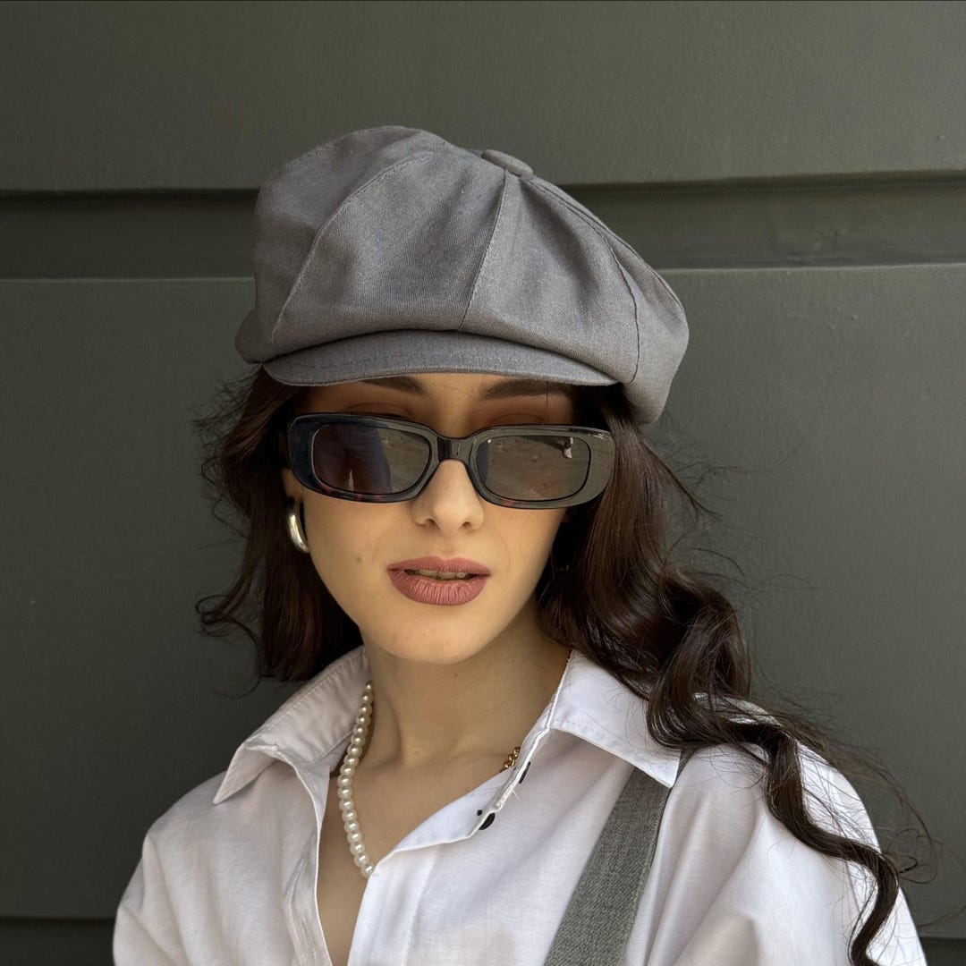 Oversized Baker Boy Hat,grey Summer Linen Hat,newsboy Hat Women\men ...