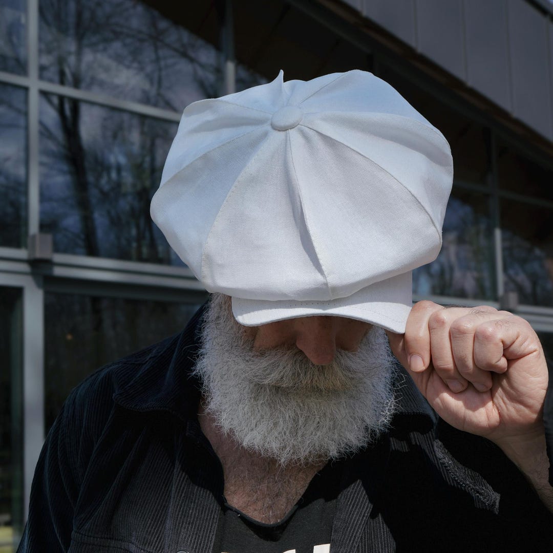 White Linen Oversized Newsboy Hat,white Baker Boy Hat,summer Linen 8 ...