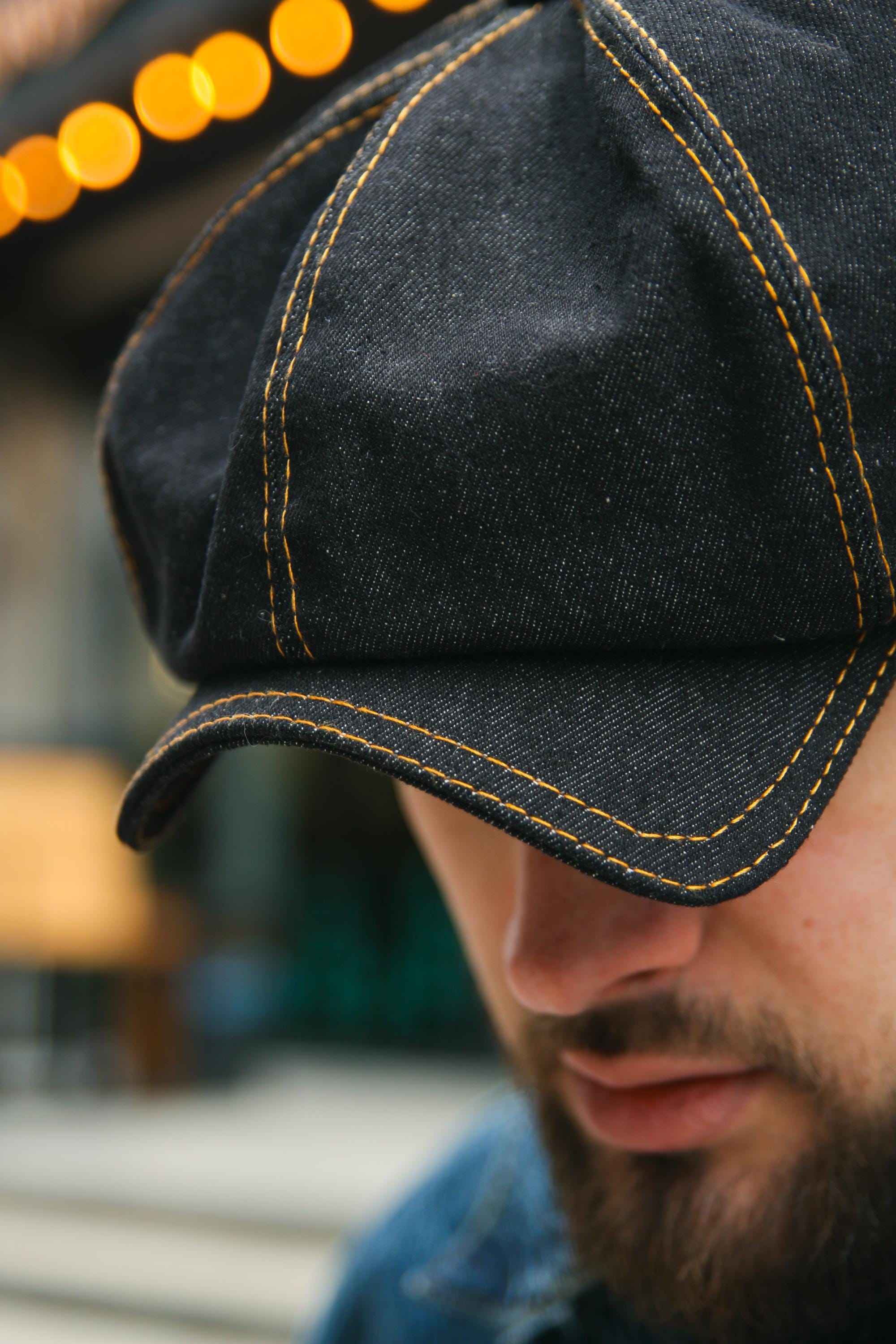 Black Denim Newsboy Cap,denim Applejack Cap Men,black Cabbie Hat,denim ...