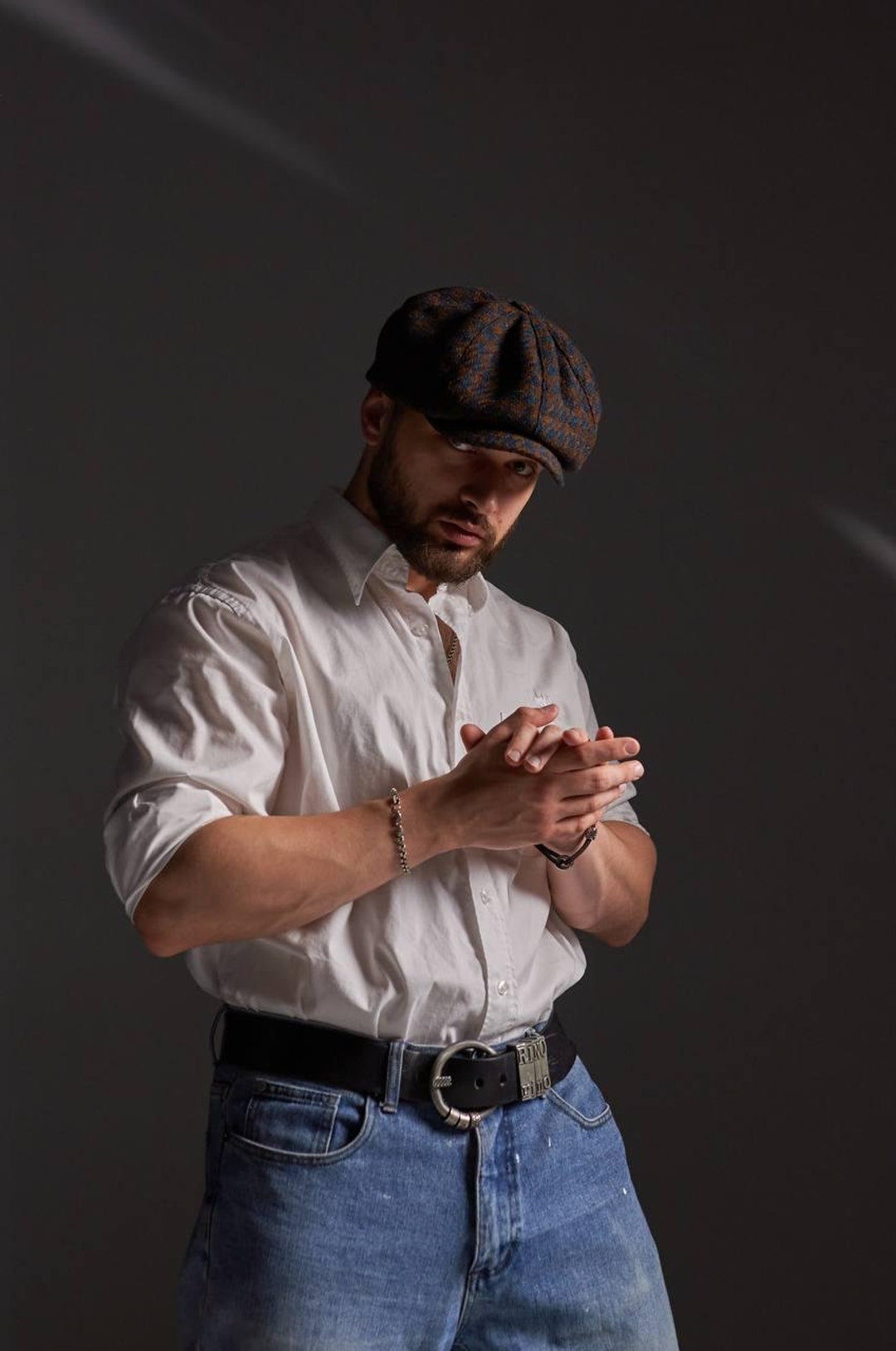 Brown-blue Wool Cap,goose Foot Vintage Cap,peaky Blinders Hat,gift for ...