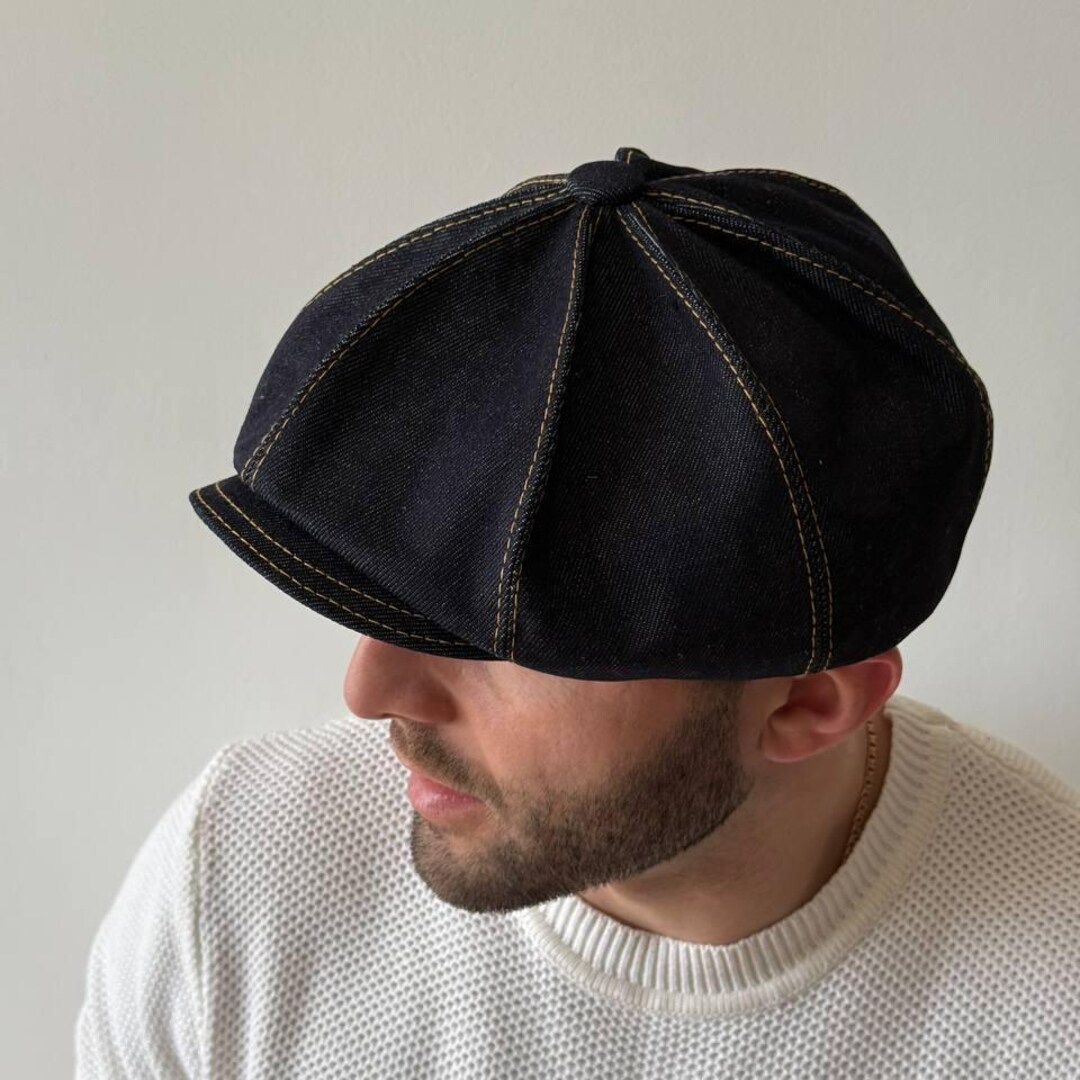 Dark Blue Spring Denim Hat,blue Newsboy Cap Man,denim Baker Boy Cap ...