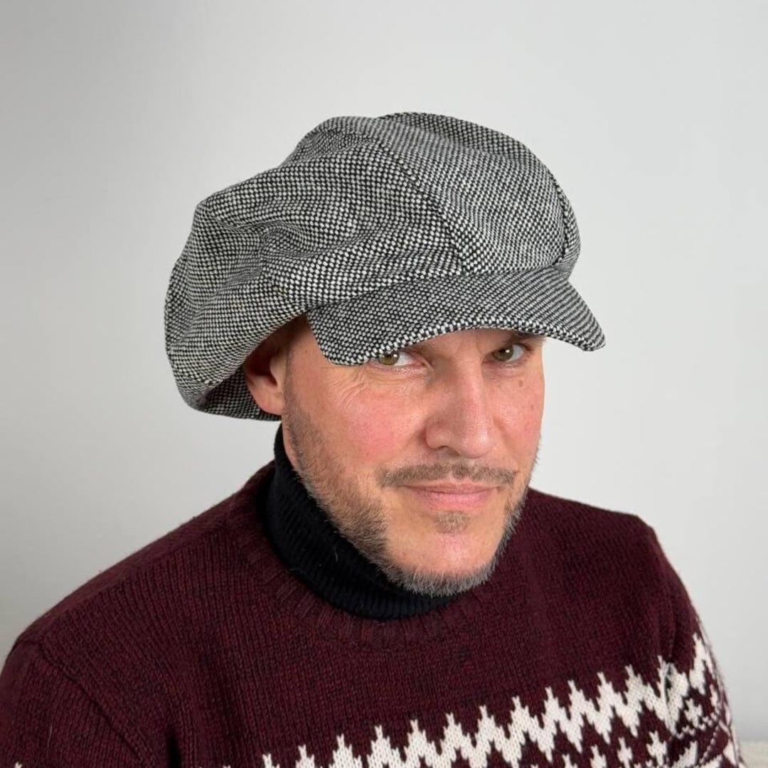 Gavroche Tweed Hat,oversized Black-white Newsboy Cap,large Volume Tweed ...