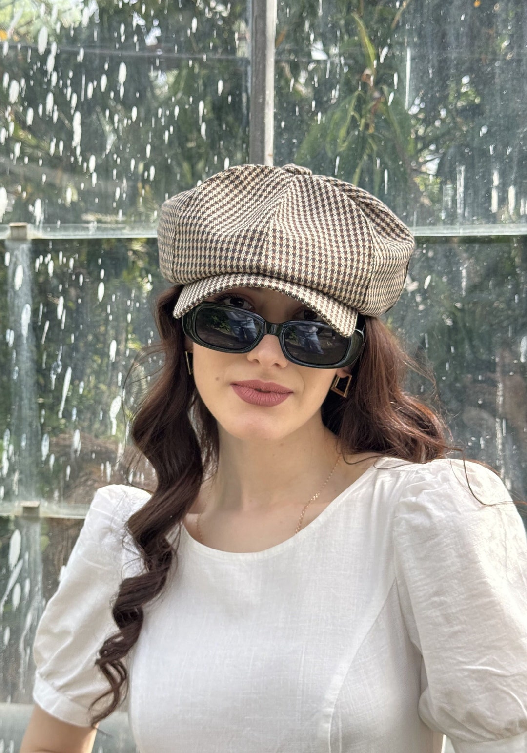 Large Volume Beige-brown Hat,trendy Gavroche Hat Women,beige Goose Foot ...