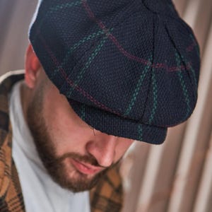 Dark Blue Newsboy Cap,wool 8-panels Cap Man,wool Old-fashioned Hat,wool ...