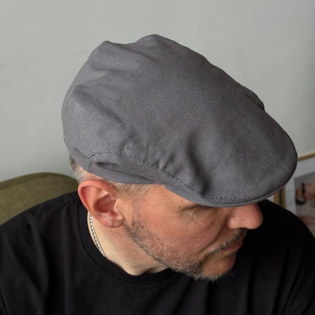 Dark Grey Linen Gatsby Cap,grey Driving Cap,summer Linen Flat Cap,men's ...