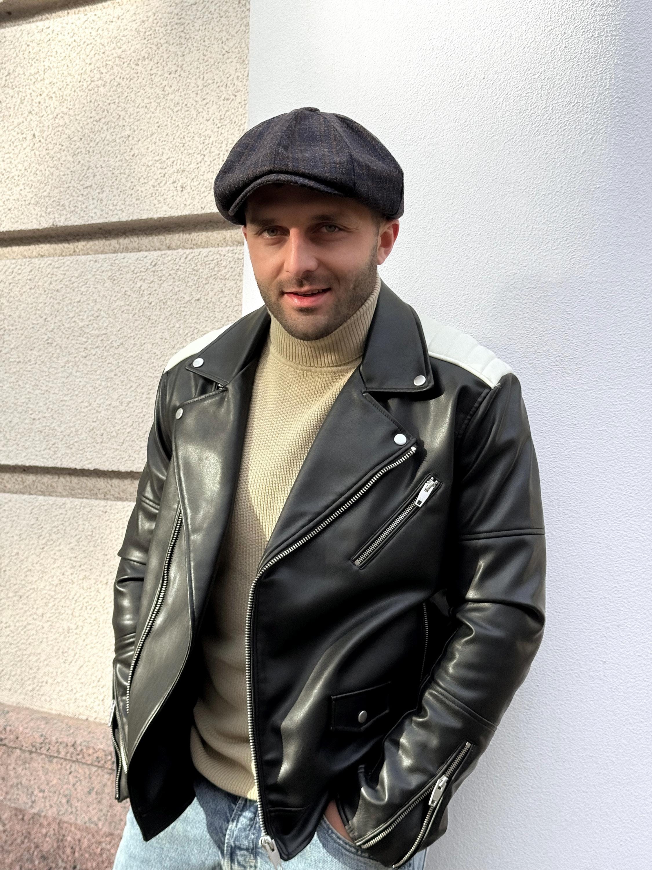 Wool Newsboy Cap,blue-brown Applejack Hat,peaky Blinders Hat,blue-brown ...