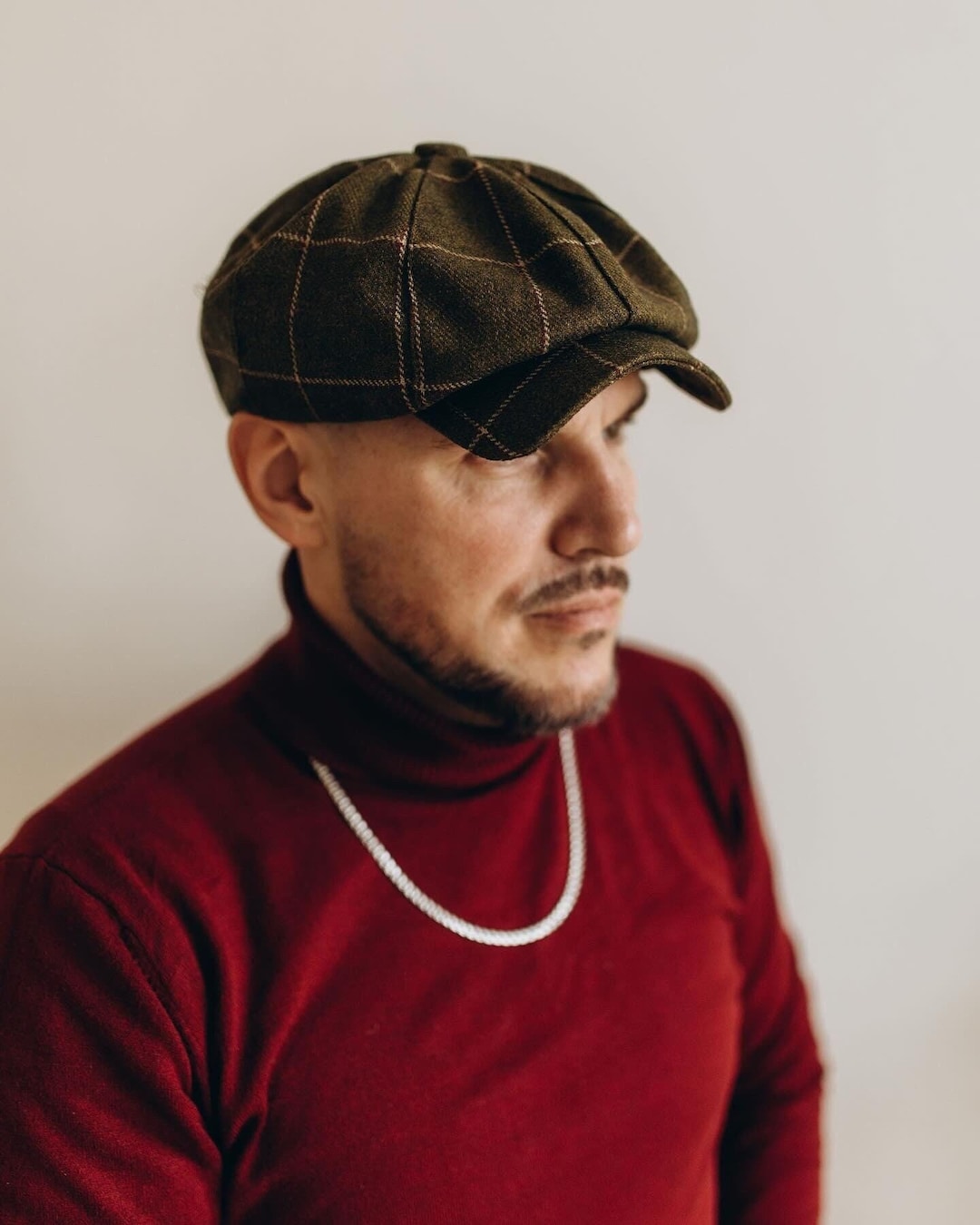 Spring Wool 8-panels Cap,khaki Applejack Cap for Men,green Wool Mens ...