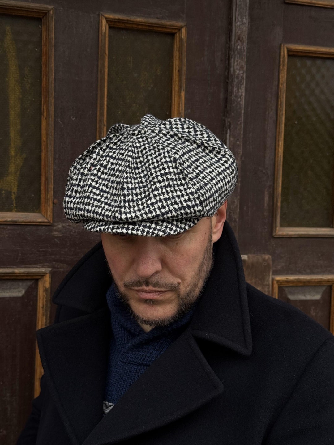 Spring Black-white Cap,goose Foot Wool Applejack Hat,old-fashioned Mens ...