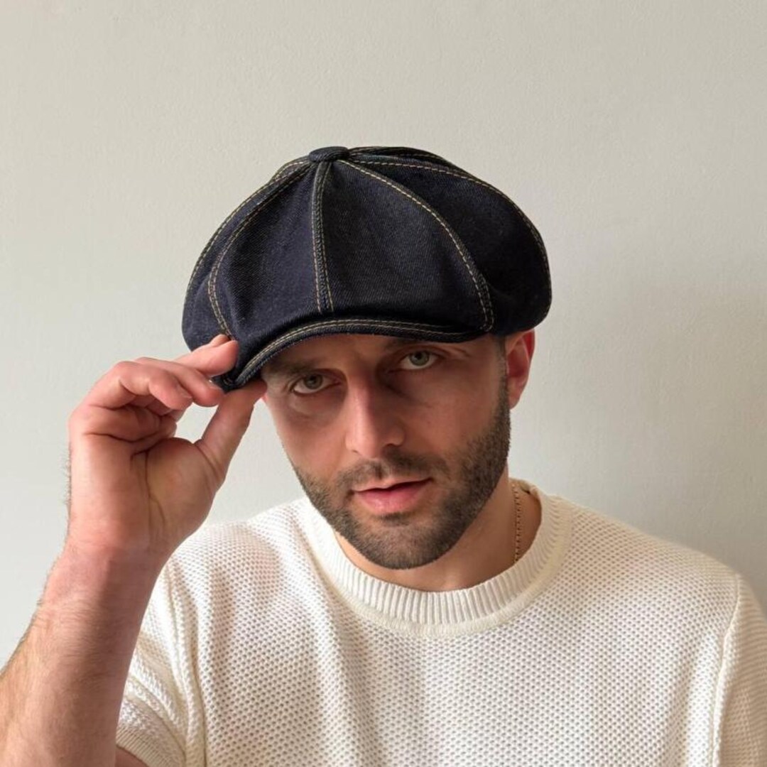 Dark Blue Denim Hat,blue Newsboy Cap Man,denim Applejack Hat,peaky ...