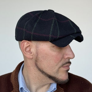 Dark Blue Newsboy Cap,wool 8-panels Cap Man,wool Old-fashioned Hat,wool ...