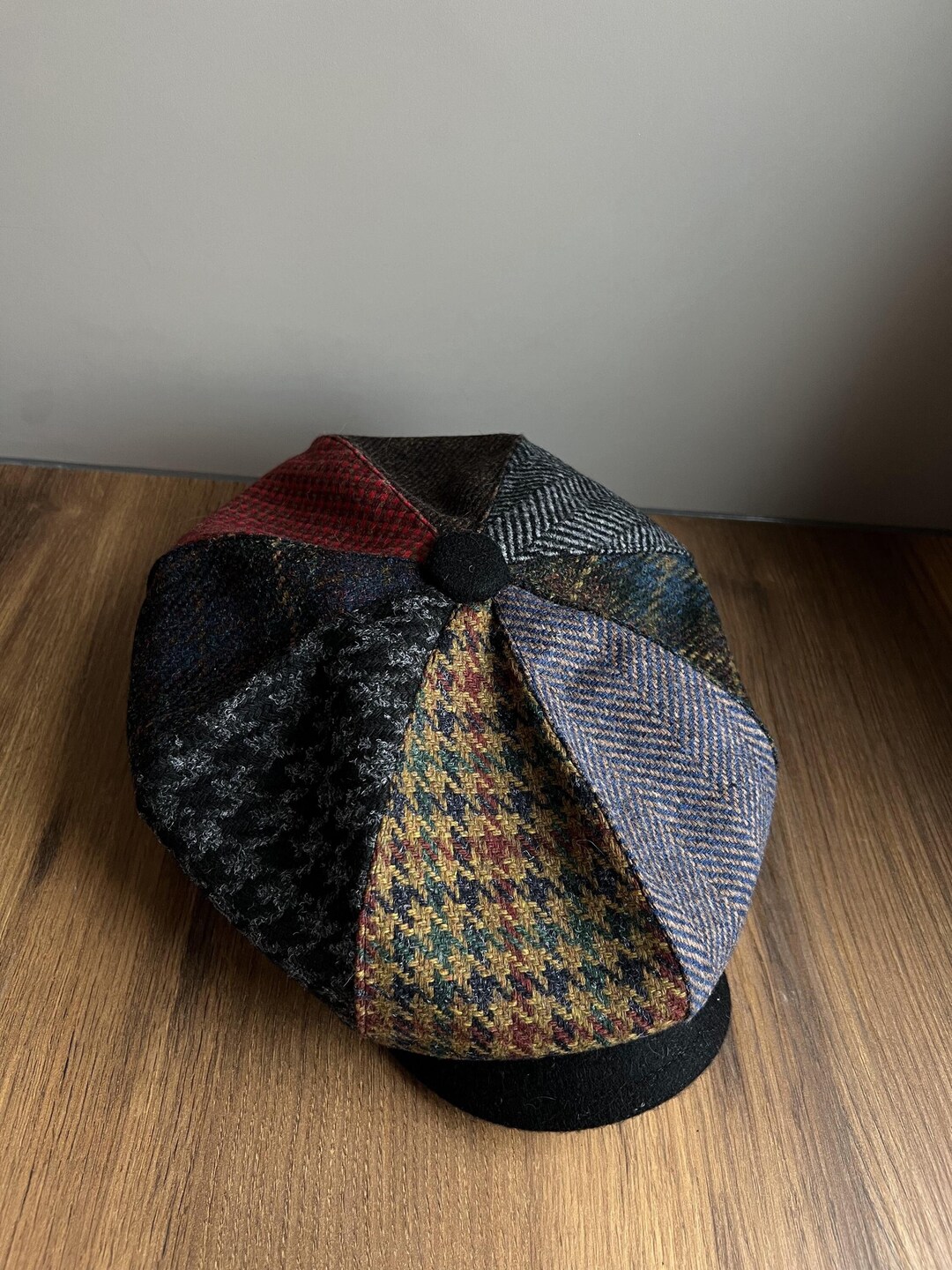 Wool Gavroche Patchwork Cap,multicolored Newsboy Hat,patchwork ...