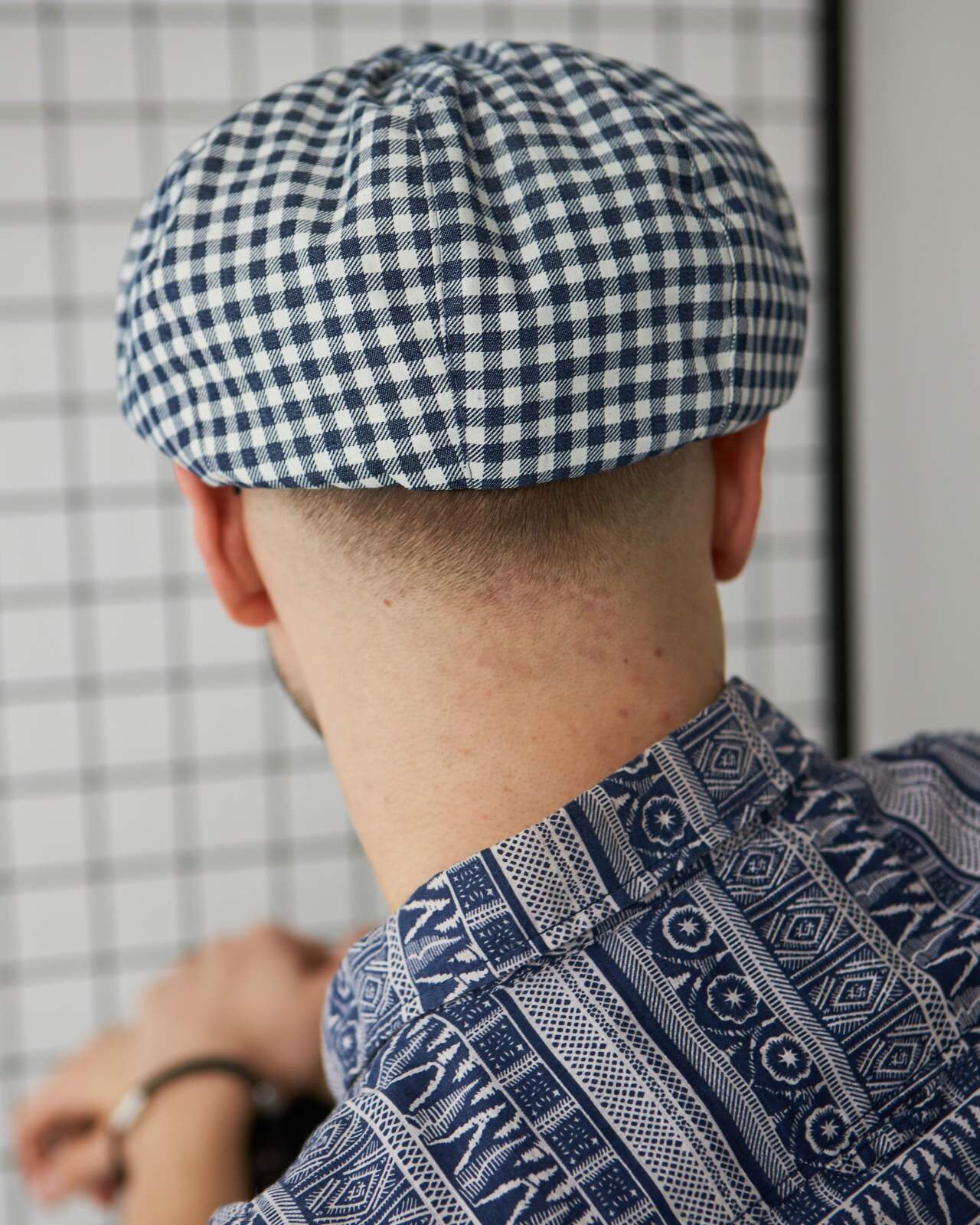 White and Blue Checked Cap,summer Linen Hat,men's Newsboy Cap,peaky ...
