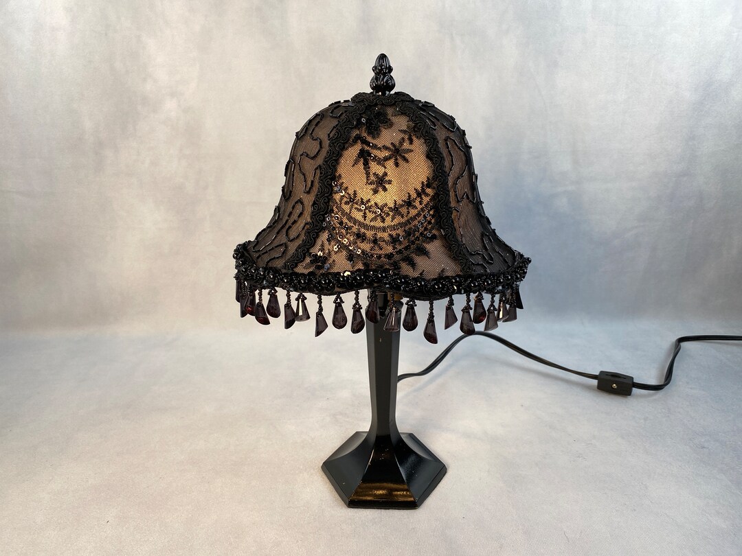 Mini Black Victorian Goth Lampshade With Base for Maximalist - Etsy