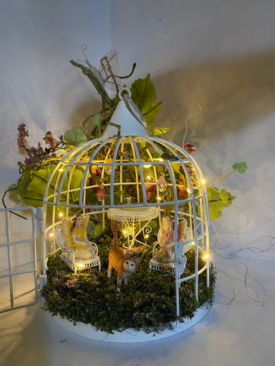 Victorian Fairy Garden, Enchanted Cage Decor, Garden Miniatures for Fae ...