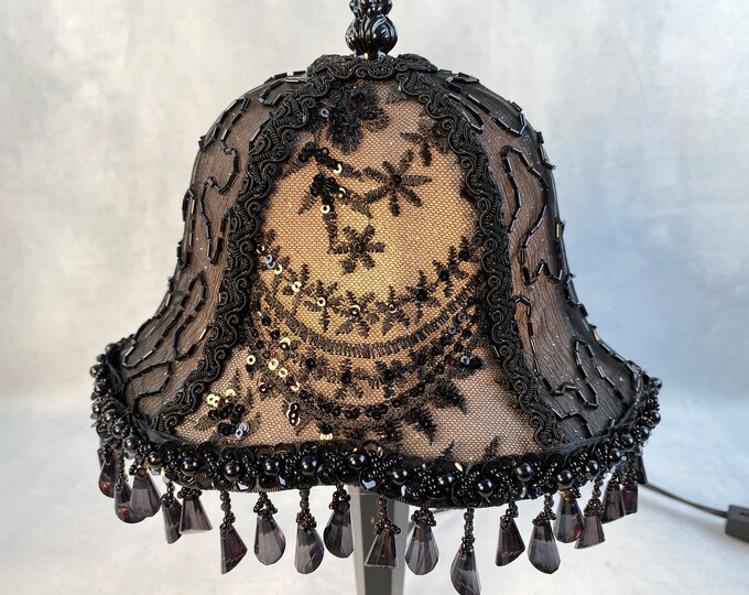 Mini Black Victorian Goth Lampshade With Base for Maximalist Interior ...