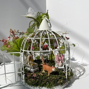 Victorian Fairy Garden, Enchanted Cage Decor, Garden Miniatures for Fae ...