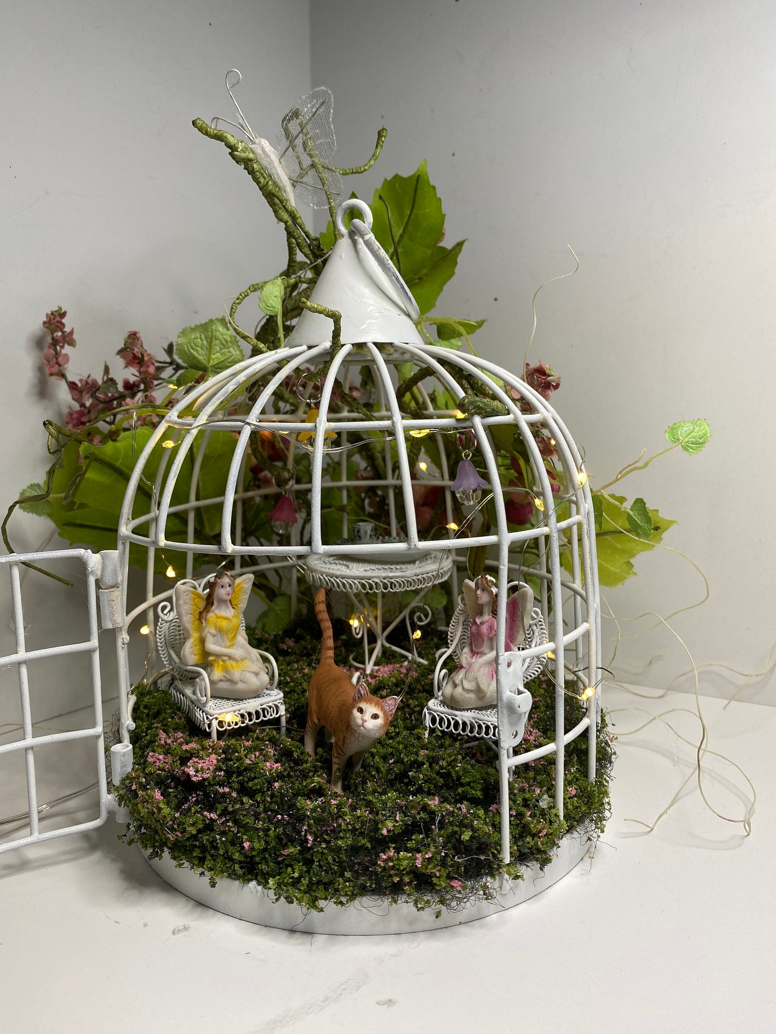 Victorian Fairy Garden, Enchanted Cage Decor, Garden Miniatures for Fae ...