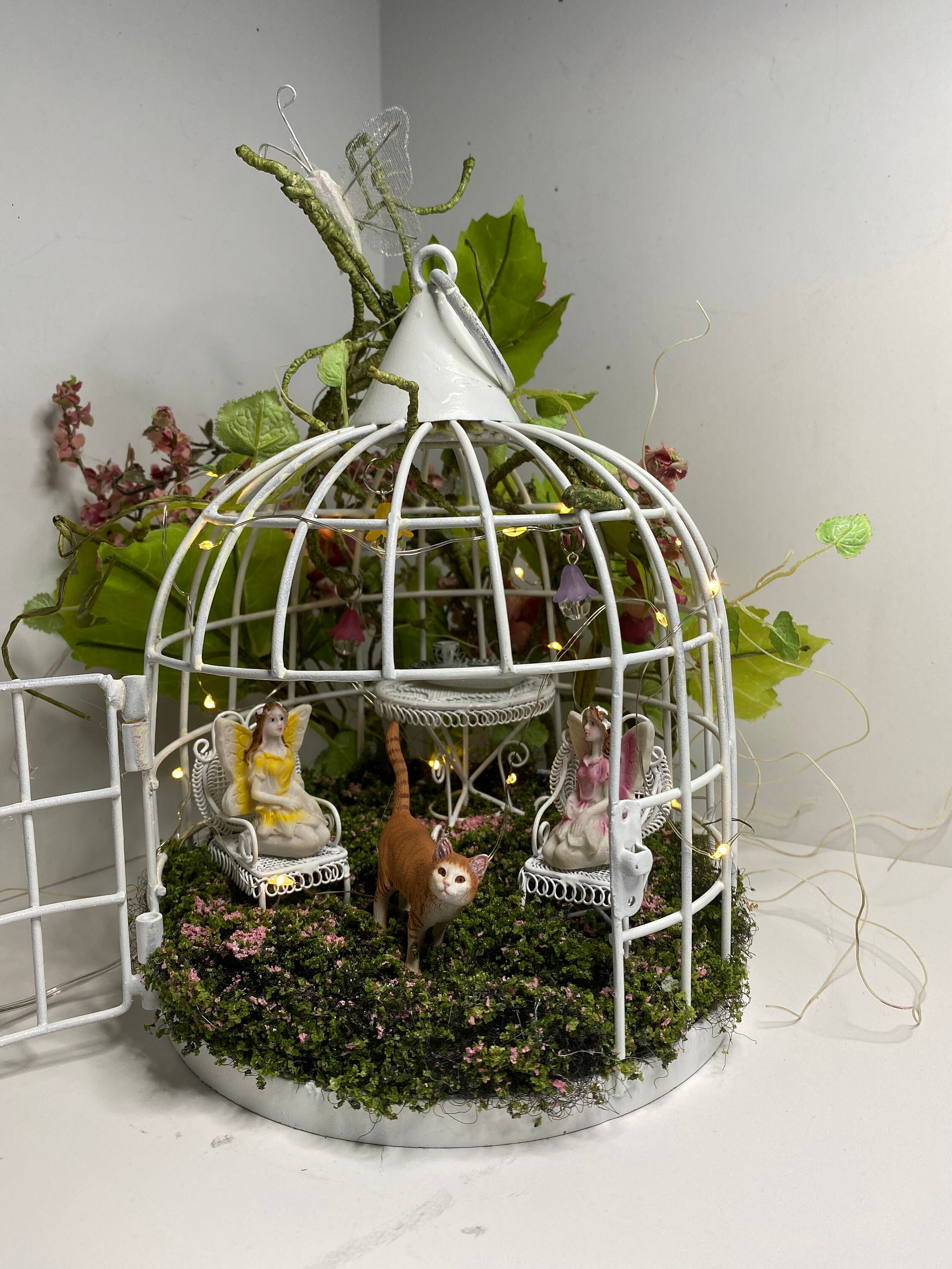 Victorian Fairy Garden, Enchanted Cage Decor, Garden Miniatures for Fae ...