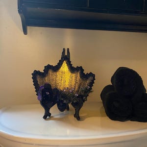 Black Victorian Fairy Nightlight Crown Sparkly W Ivory Lining, Hallway ...