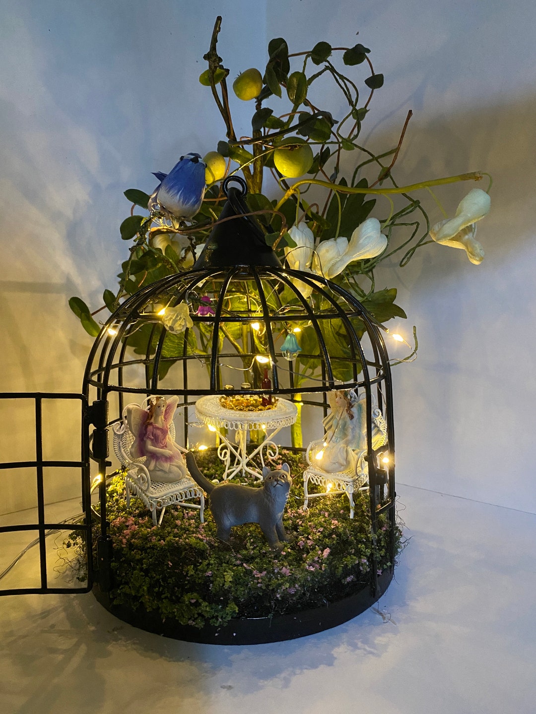 Victorian Caged Fairies at Play, Enchanting Garden Miniatures for Fae ...