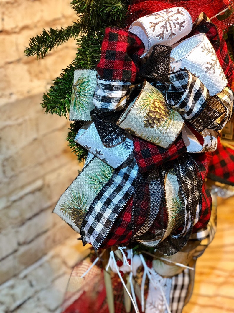 Winter Ice Skate Swag Christmas Swag Buffalo Plaid Holiday | Etsy