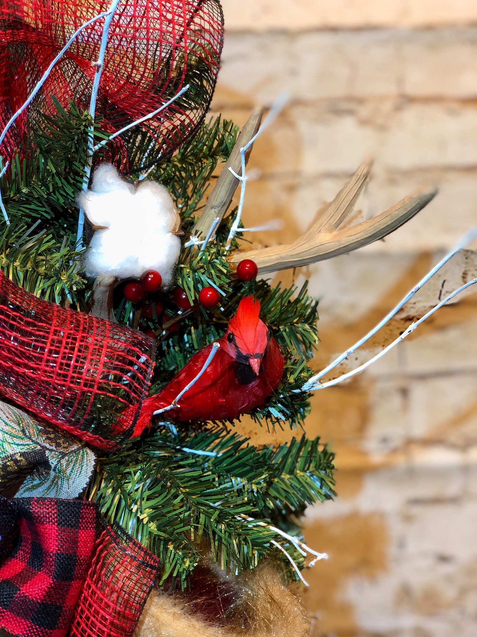 Winter Ice Skate Swag, Christmas Swag, Buffalo Plaid, Holiday Door ...