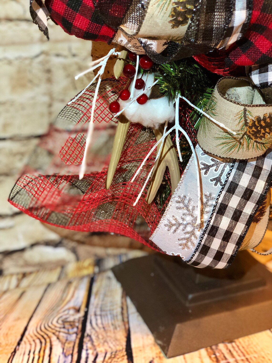 Winter Ice Skate Swag Christmas Swag Buffalo Plaid Holiday | Etsy