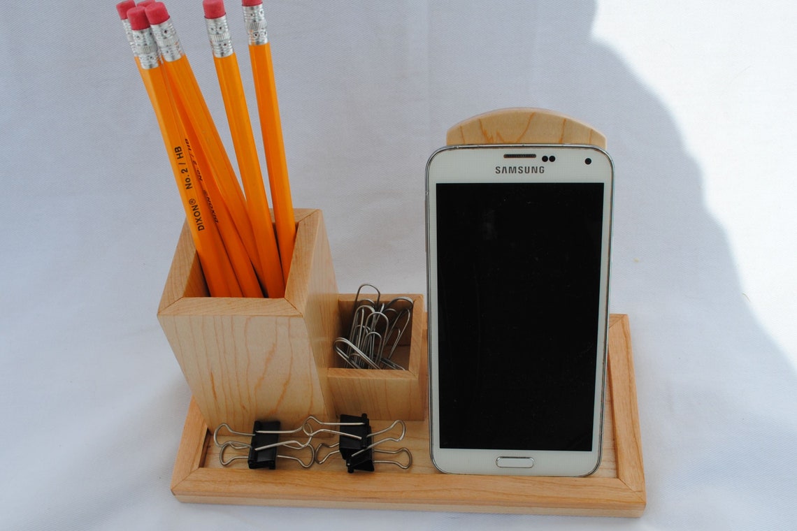 Desktop Organizer With Cell Phone Dock - Etsy