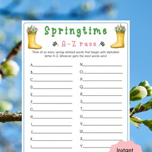 Spring A to Z Race Printable Game | Fun Spring Party Game| Spring ...