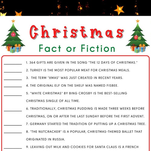 Christmas Fact Or Fiction Game Holiday Party Game Christmas Etsy christmas-fact-or-fiction-game-holiday-party-game-christmas-etsy