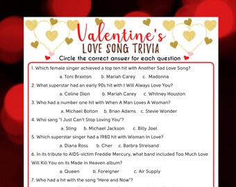 Love Song Trivia Game - Etsy
